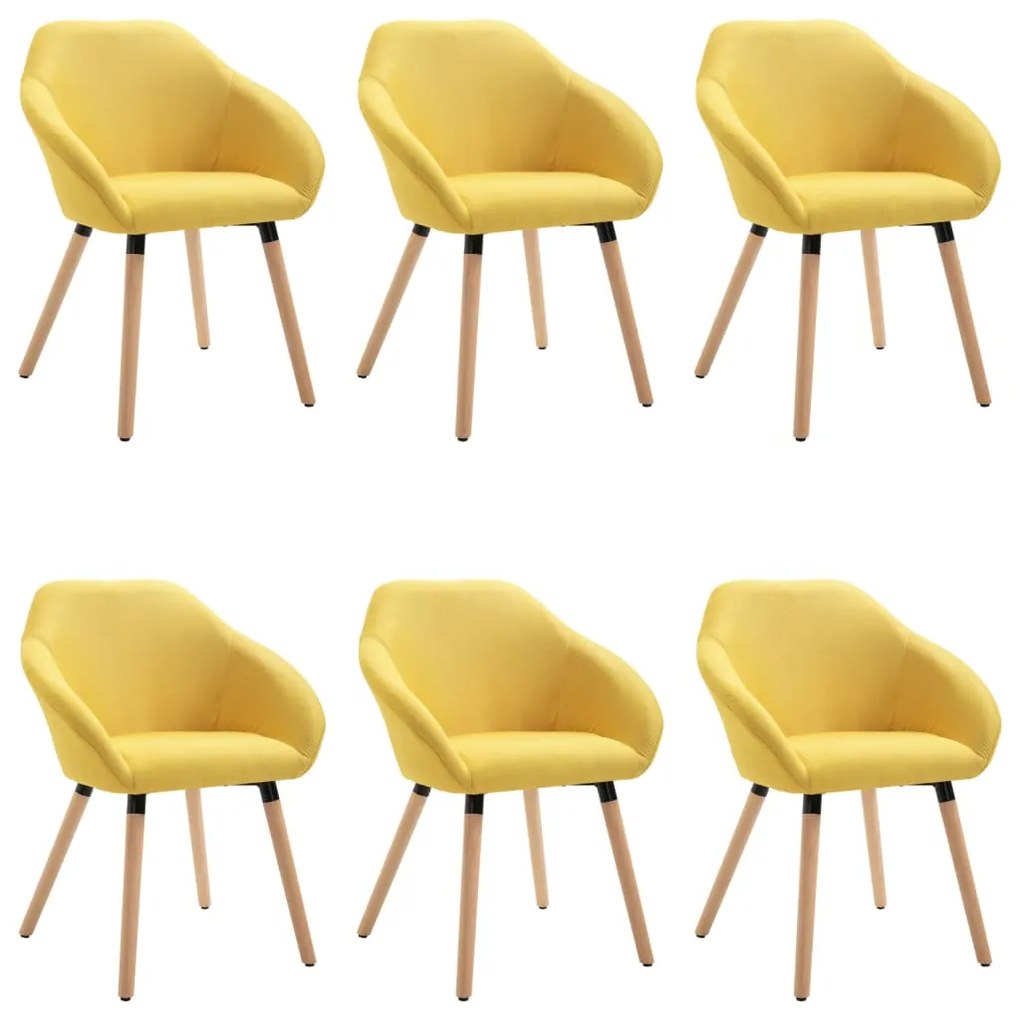vidaXL Jídelní židle 6 ks žluté textil