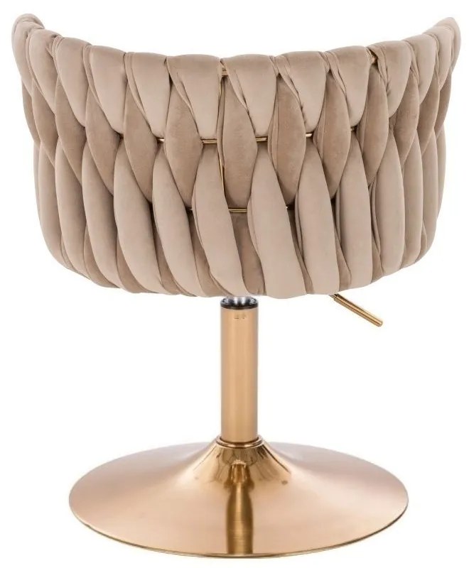 LuxuryForm DESIGN Otočná židle LYON VELUR na zlatém talíři - latte