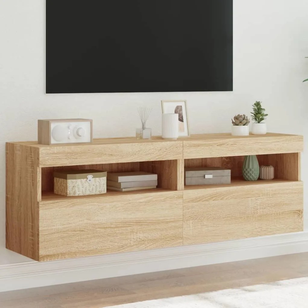vidaXL Nástěnné TV skříňky s LED 2 ks 60 x 30 x 40 cm [837184] Barva: Betonová šedá