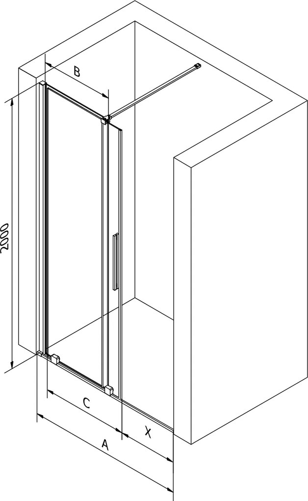 Mexen Velar, posuvné dveře do otvoru 70x200 cm, 8mm čiré sklo, zlatá matná, 871-070-000-01-55