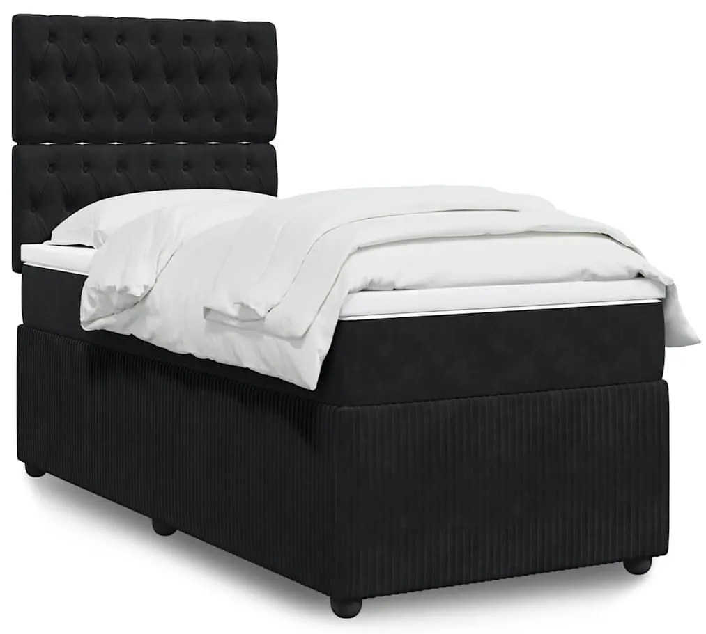 Box spring postel s matrací černá 90x200 cm samet 3292246