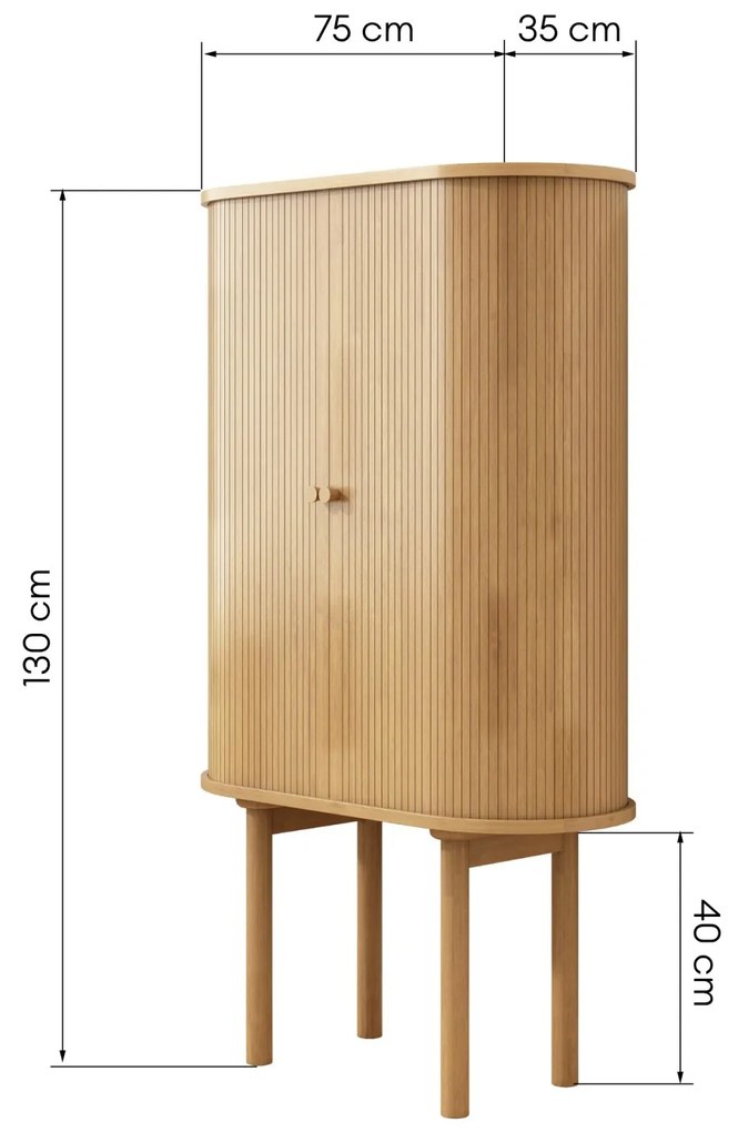 Vysoká komoda Clementa z masivu 75 cm dub přírodní