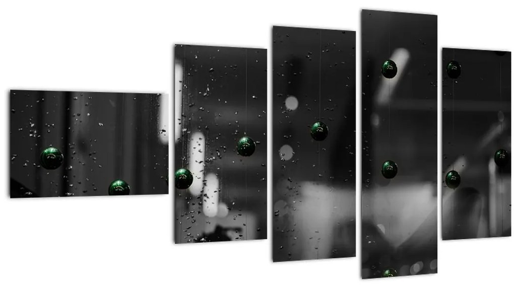 Abstraktní obraz - zelené kuličky (110x60 cm), 40 dalších rozměrů