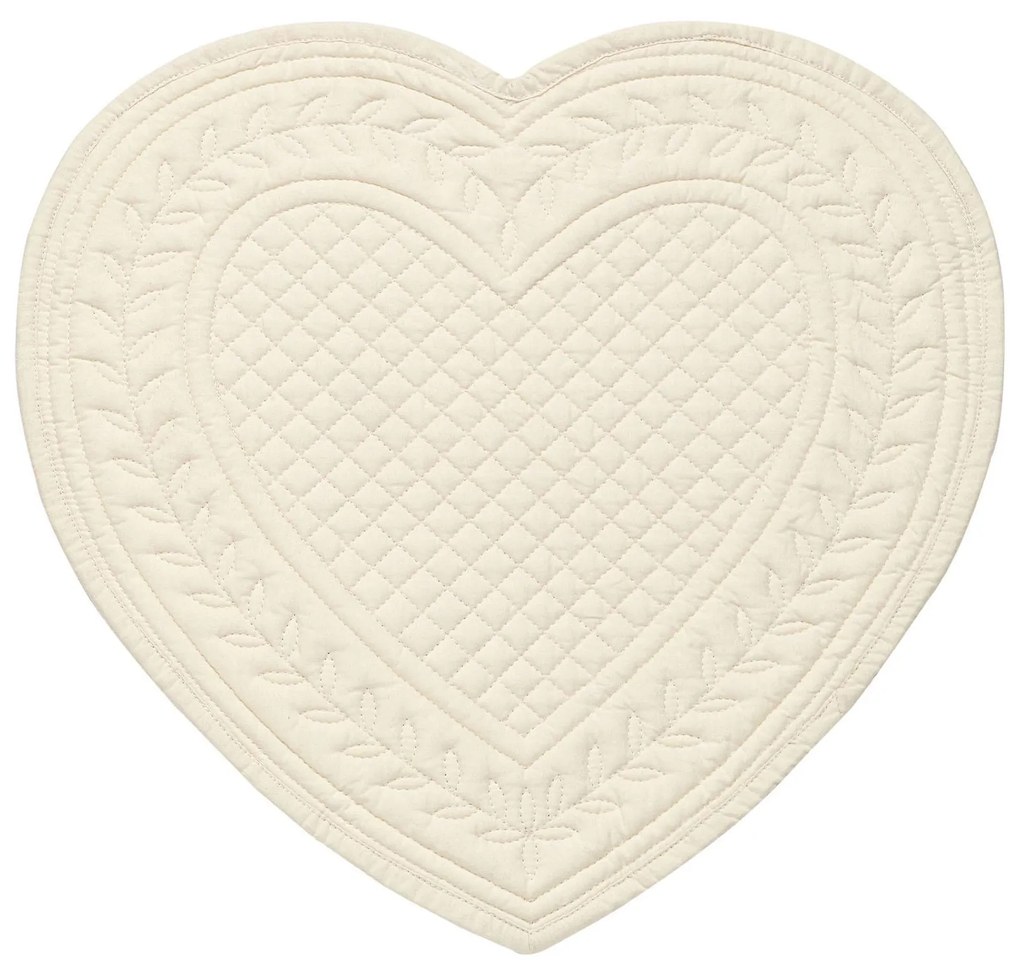 CÔTÉ TABLE Bavlněné prostírání Heart Cream 30cm, béžová barva, krémová barva, textil
