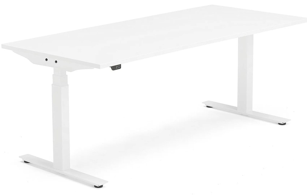 AJ Produkty Výškově nastavitelný stůl MODULUS, 1800x800 mm, bílý rám, bílá