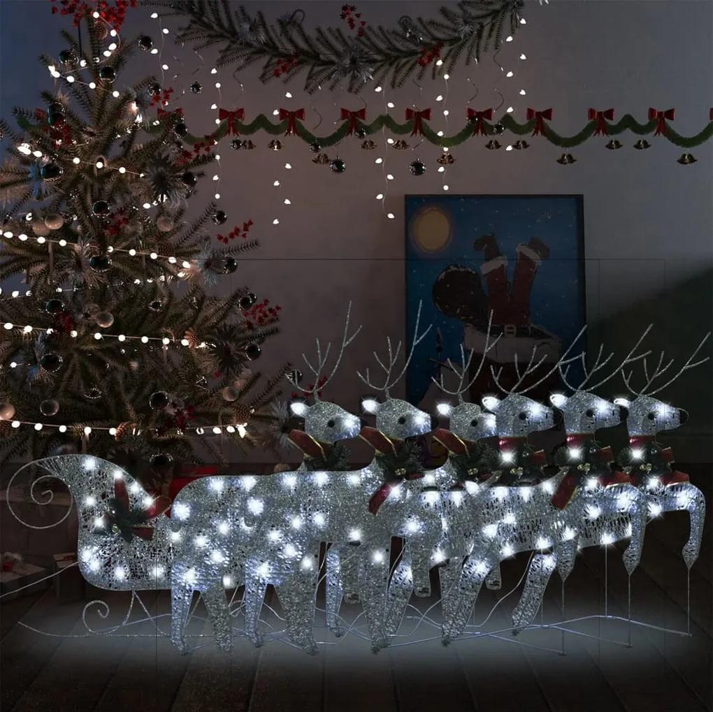 vidaXL Vánoční sobi se sáněmi 140 LED diod venkovní bílí [3100431] Barva: Bílá