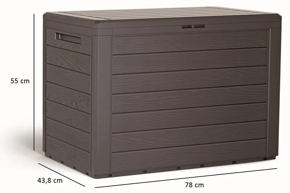 Odkládací box Woodebox se sklopným víčkem hnědá 190L - 78x44x55cm