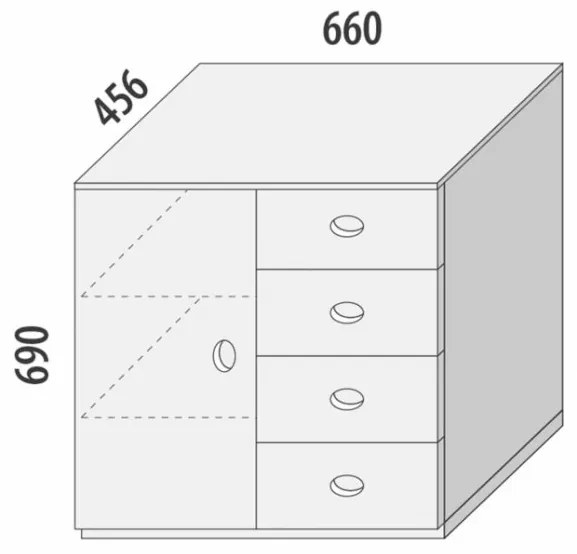 Domestav - DOMINO Skříň dvířka + zásuvky hloubka 456 buk cink, olejovaný