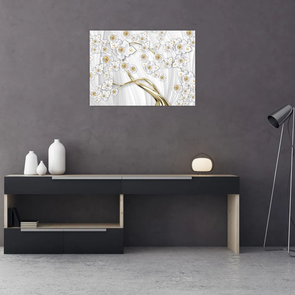 Obraz - Strom se zlatým dekorem (70x50 cm)