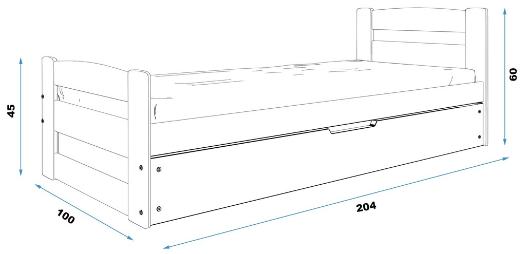 BMS Group Dětská postel s úložným prostorem ERNIE 200x90 Barva postele: Bílá