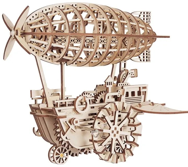 RoboTime 3D dřevěné mechanické puzzle Fantastická vzducholoď
