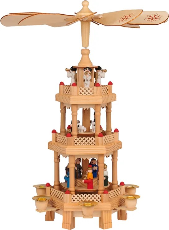 Vánoční pyramida pravé dřevo 35x20x20cm