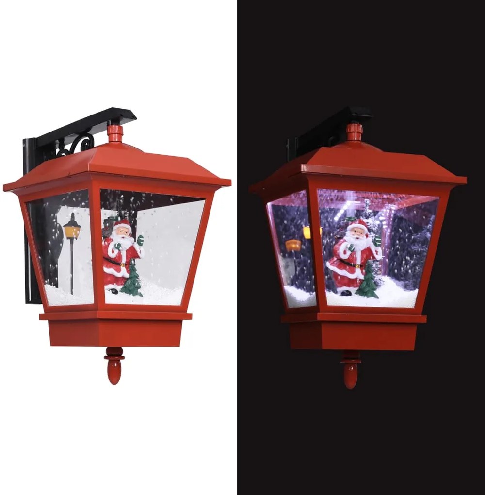 Vánoční závěsná lampa LED světla a Santa červená 40x27x45 cm 289927