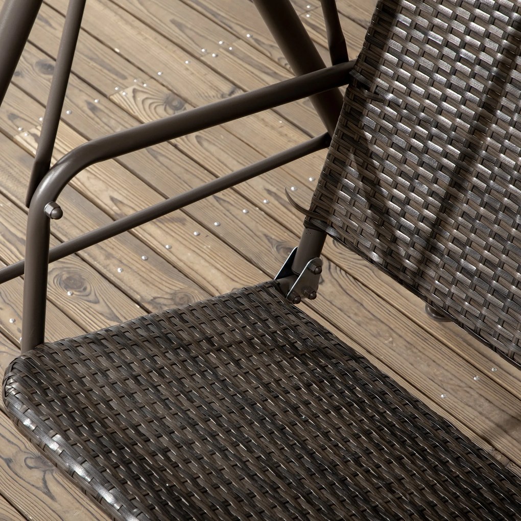 Zahradní houpačka Outsunny pro 3 osoby s nastavitelnou sluneční střechou, sedák z PE ratanu a opěrky na balkon, terasu, patio - nosnost 240 kg, 167x1…