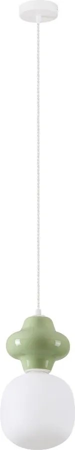 Bílé/světle zelené keramické závěsné svítidlo se skleněným stínidlem ø 18 cm Clio – Nova Luce