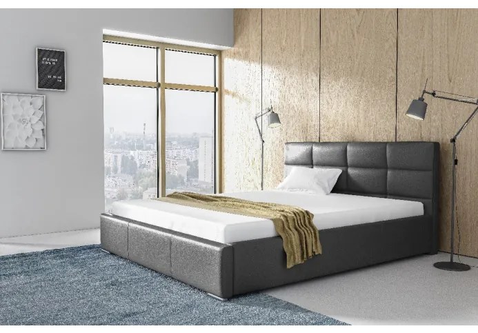 Elegantní postel Garret s úložným prostorem šedá eko kůže 180 x 200