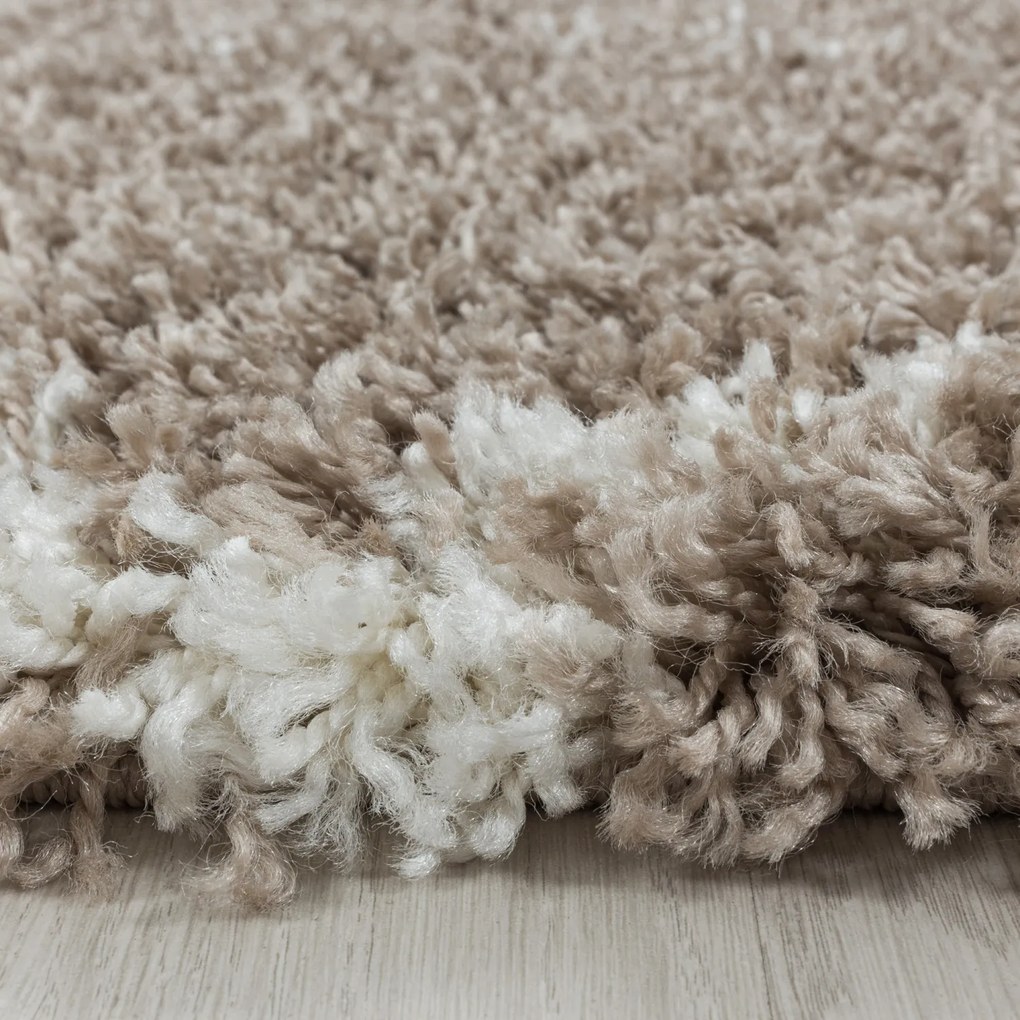 Ayyildiz, Kusový koberec Alvor Shaggy 3401 beige kruh, 80x80 (průměr) kruh, béžová, ložnice