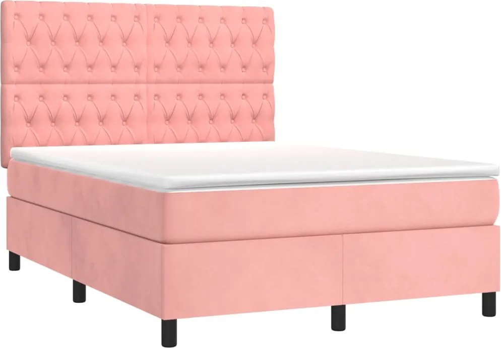 Box spring postel s matrací růžová 140x190 cm samet 3143204
