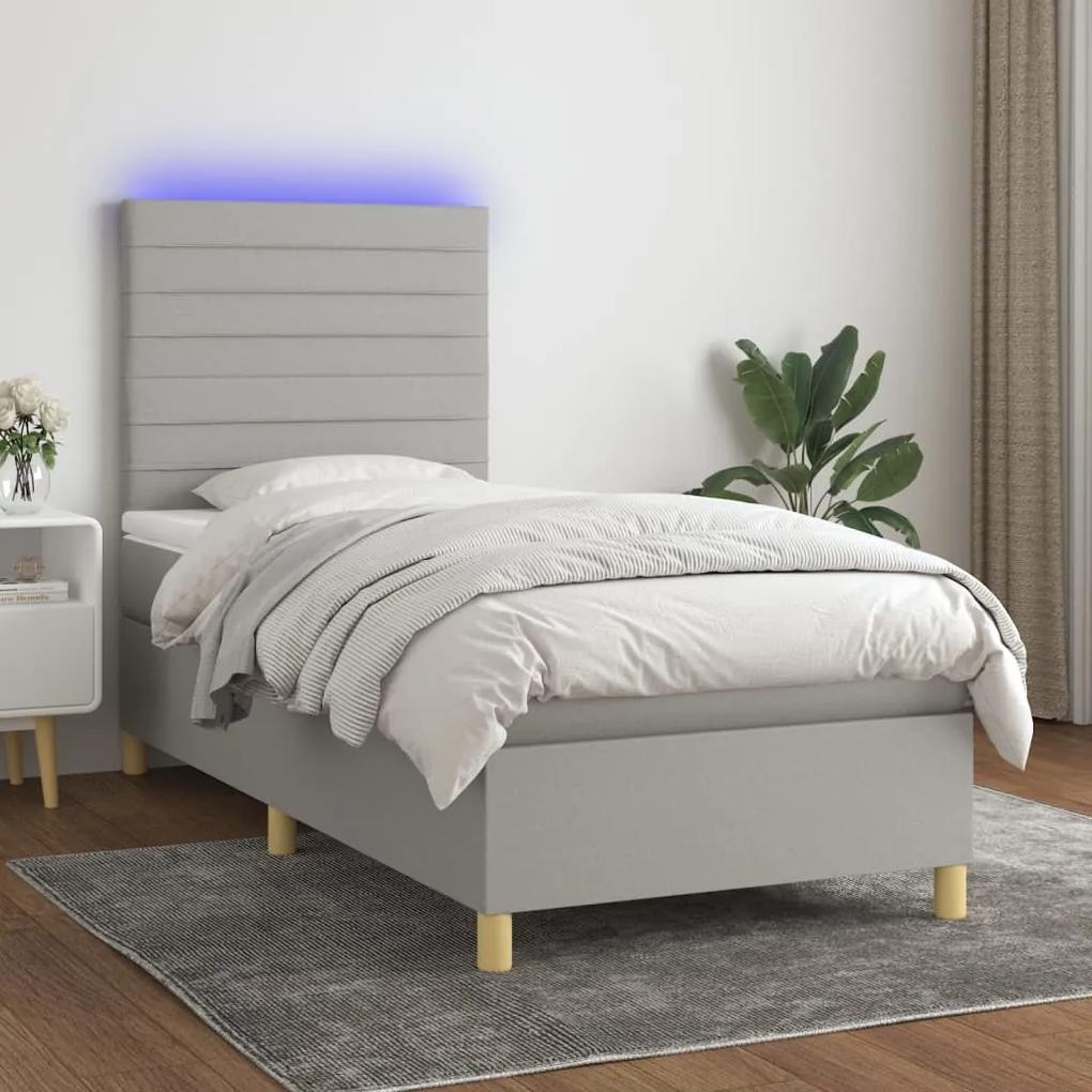 vidaXL Box spring postel s matrací a LED 80 x 200 cm textil [3135470] Barva: krémová