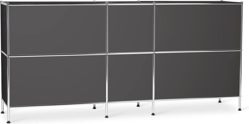 Tchibo - Kovová odkládací skříňka Cn3, velká, s 6 výklopnými dvířky, šedá