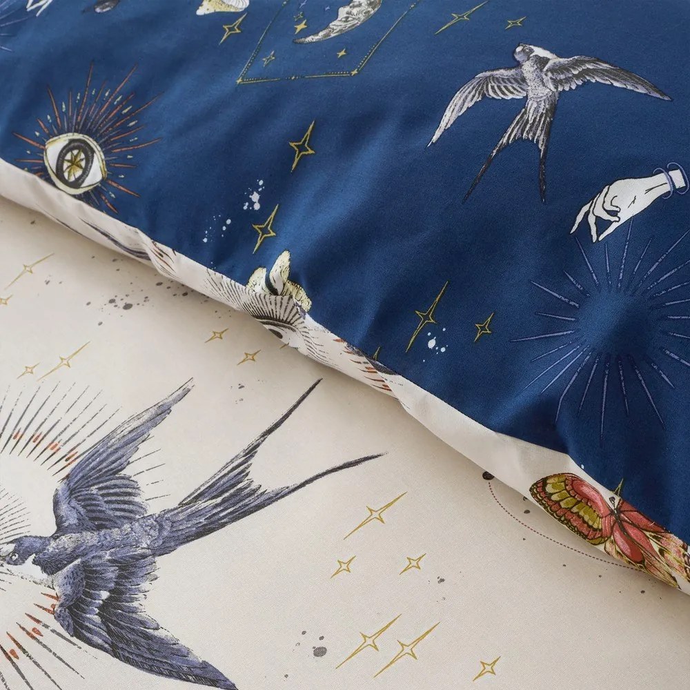 Modré/krémové povlečení na jednolůžko 135x200 cm Astrology – Sassy B