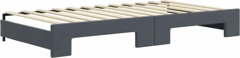 Válenda s přistýlkou a matracemi tmavě šedá 100 x 200 cm samet 3197333