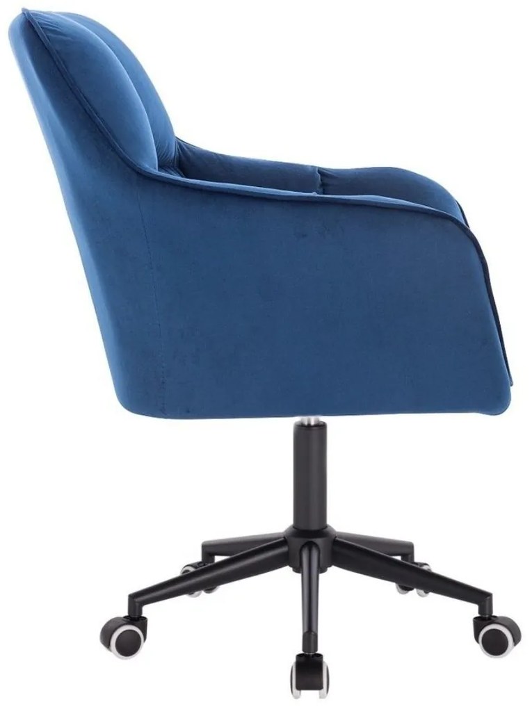 LuxuryForm DESIGN Otočné křeslo AMALFI VELUR na černé podstavě s kolečky - modré