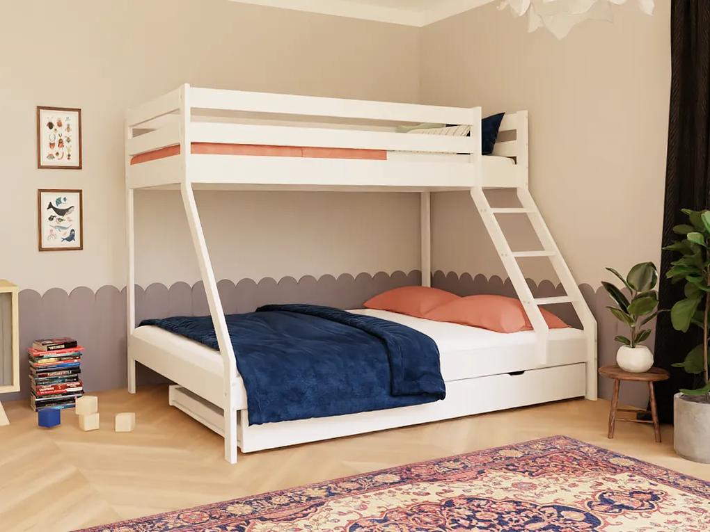 Tartak Meble Patrová postel ANAPURNA s rozšířeným spodním lůžkem 90x200 cm, 140x200 cm Zvolte barvu: Šedá, Zvolte šuplík: Přistýlka 90x190 cm