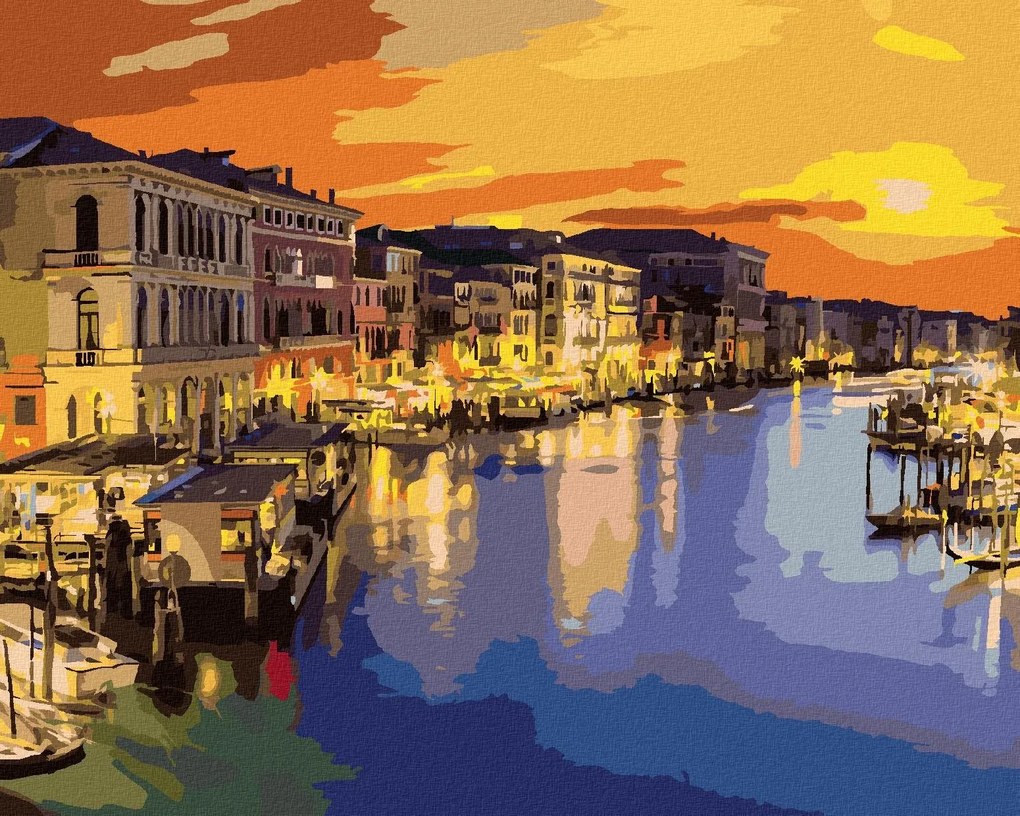 Malování podle čísel canal grande v letní noci v benátkách, 80x100 cm, vypnuté plátno na rám