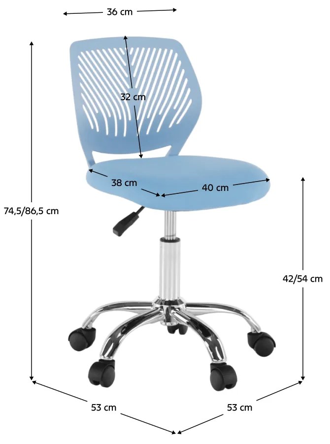 Dětská židle PIXIE - modrý polyester