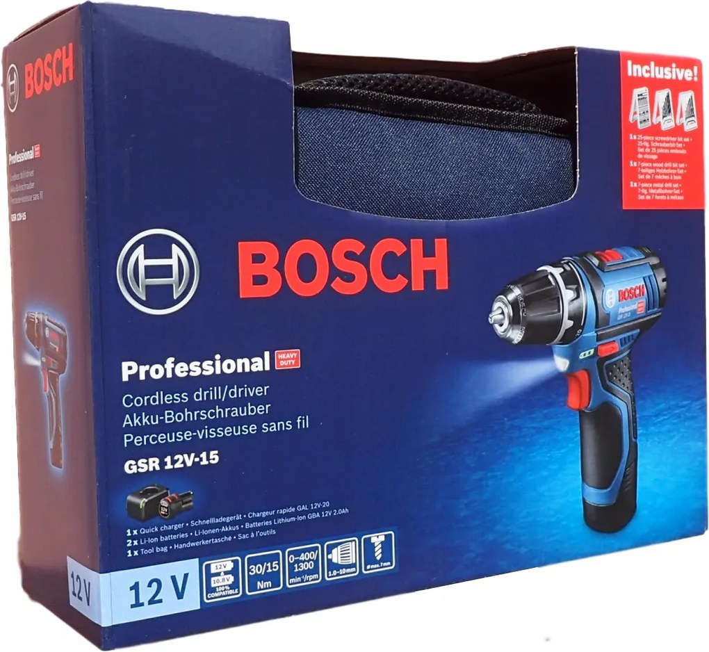 Bosch Gsr 12V-15 Aku Vrtačka Přenosný 2x 2.0Ah
