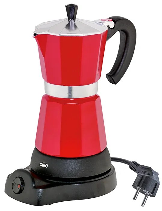Cilio CLASSICO Elektrický kávovar na espresso na 6 šálků  - 300 ml červený