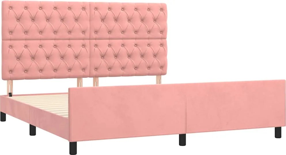Rám postele s čelem růžový 160x200 cm samet 3125951