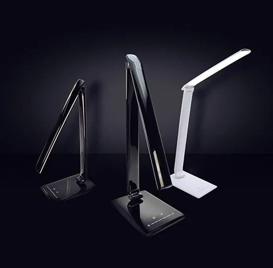 LED stolní lampička stmívatelná USB, 12W, volba teploty světla, černý lesk