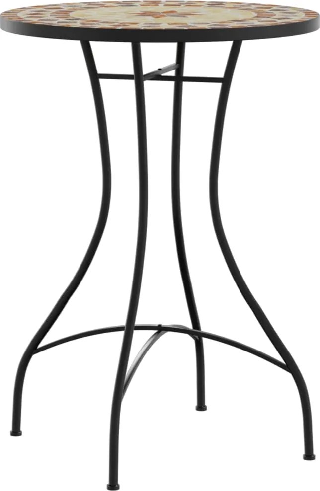 Mozaikový bistro set terakotový a bílý železo a keramika 3216356