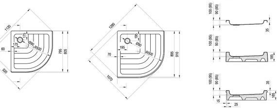 Ravak A207001120 - Sprchová vanička čtvrtkruhová RONDA 90x90 cm bílá