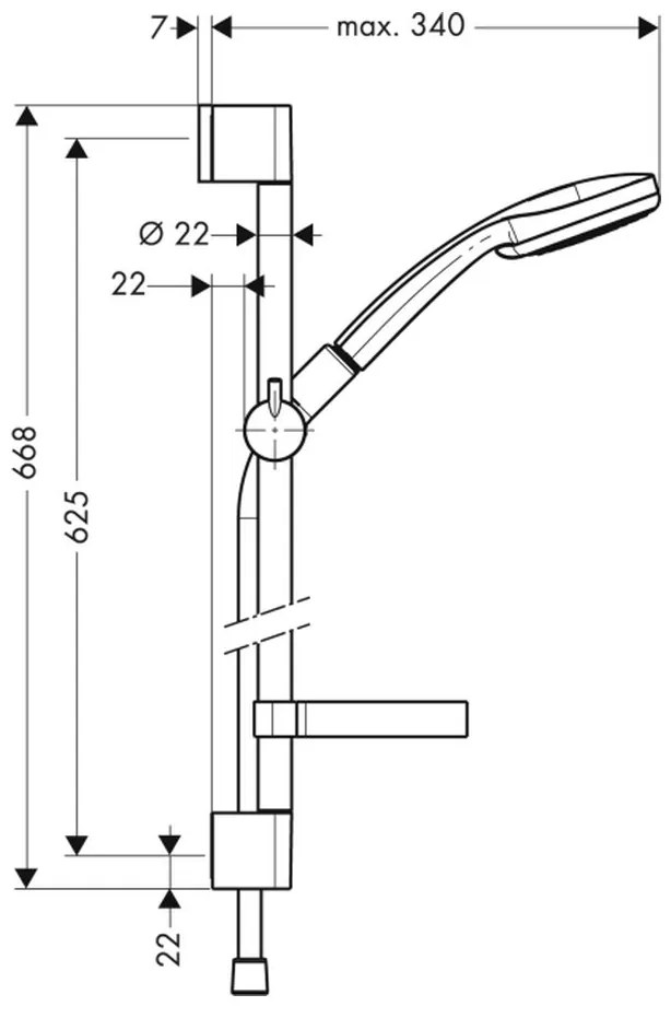 Hansgrohe Croma 100, Vario sprchová souprava se sprchovou tyčí 65 cm a miskou na mýdlo, chromová, HAN-27772000
