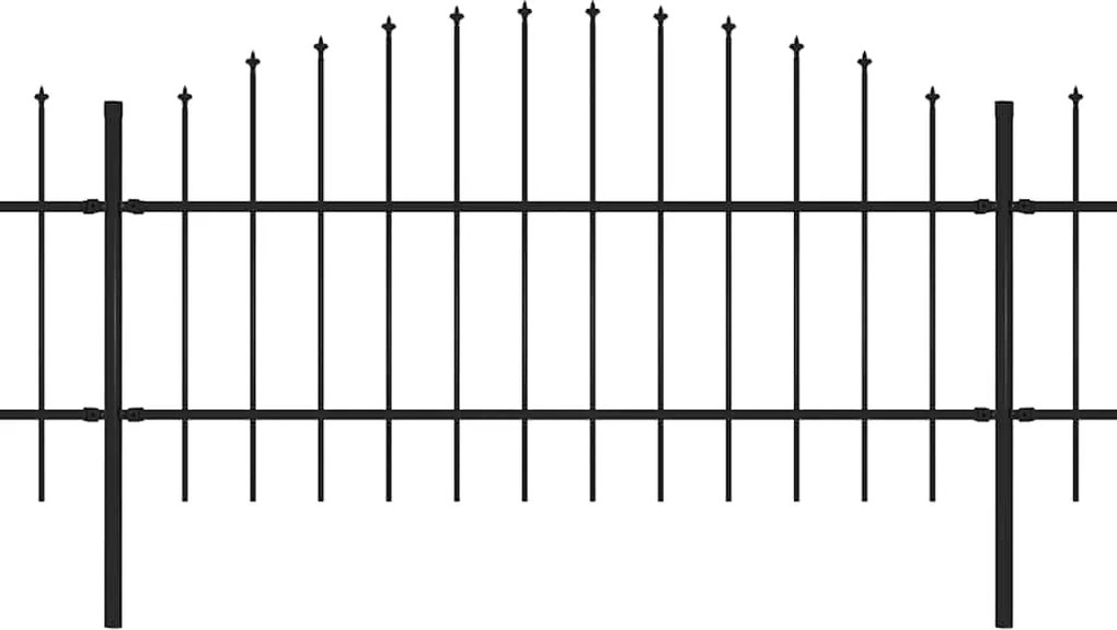 Zahradní plot s kopím nahoře ocelový 1172 x 100 cm černý 277718