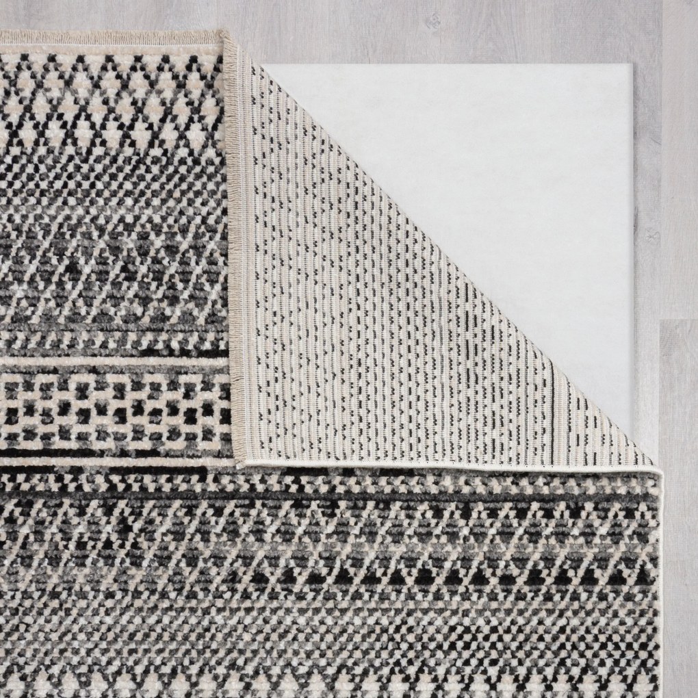 Flair Rugs, Kusový koberec Santiago Camino Black/White, 240x320, černobílá, ložnice
