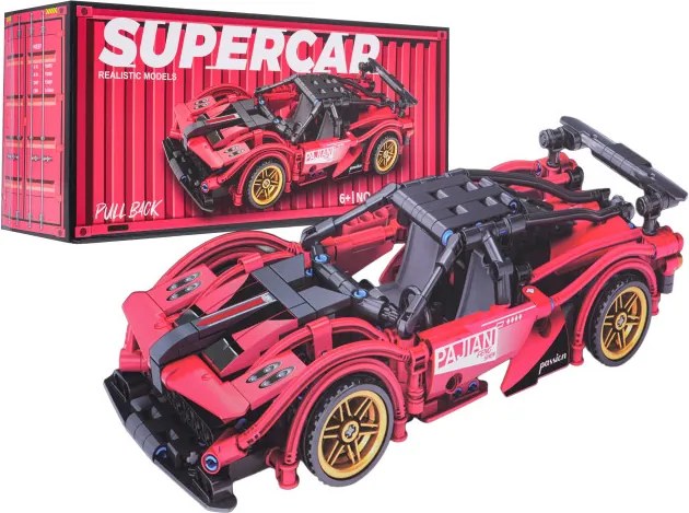 Stavebnice auta SUPERCAR No.J2013 červená - 482 dílků