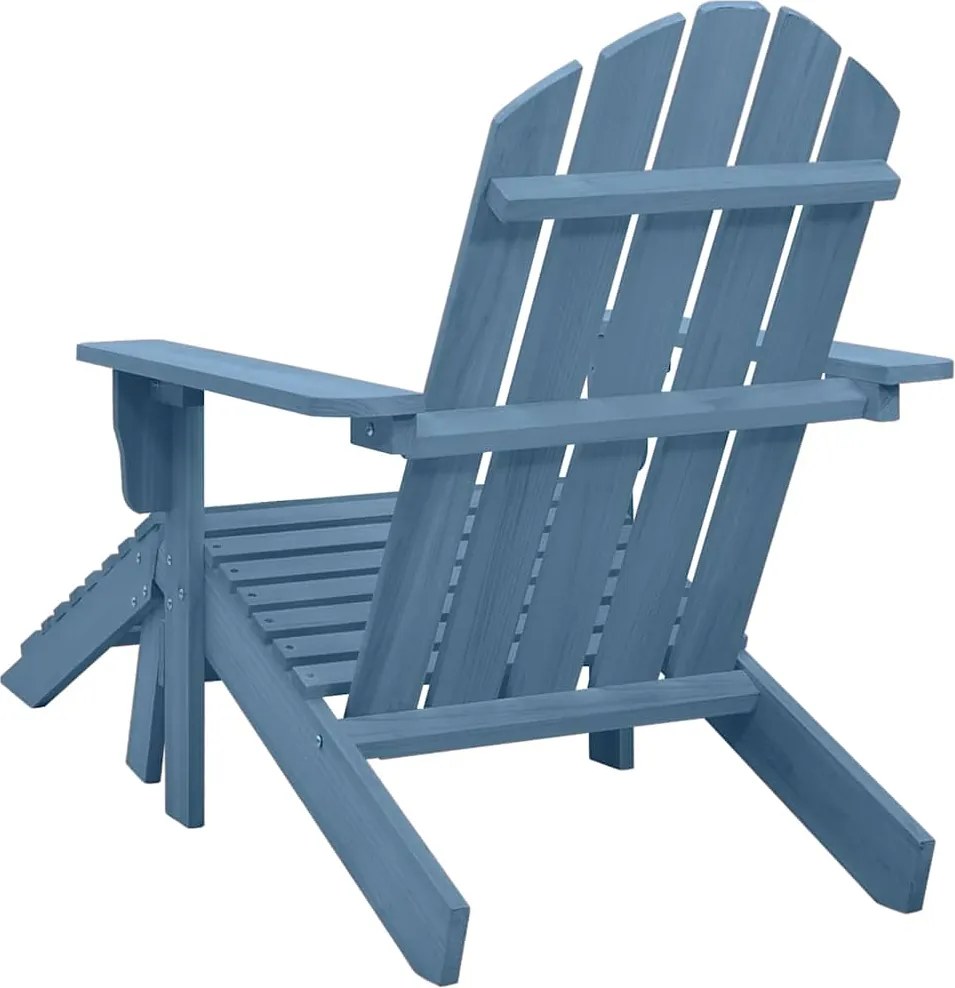 Zahradní židle Adirondack s podnožkou masivní jedle modrá 315865