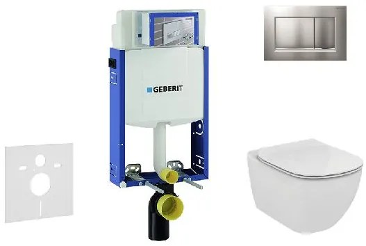 Geberit Kombifix - Set předstěnové instalace, klozetu a sedátka Ideal Standard Tesi, tlačítka Sigma20, matný chrom/chrom 110.302.00.5 NF7