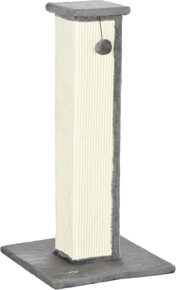 PawHut Škrabací Sloup, 81cm Škrabací Sloupec, Sisalový Kočičí Škrabací Strom s Hracím Míčkem, Kočičí Škrabací Nábytek pro Kočky do 5 kg, Vnitřní, Šed…