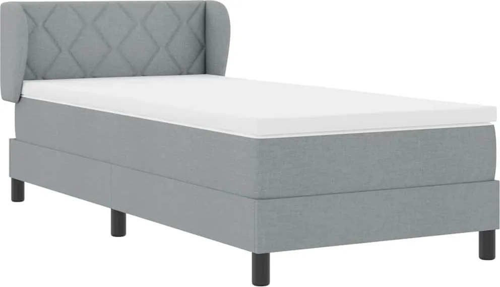 Postel s boxspringem s čelo Světle šedá 90 x 190 cm textil 3340059