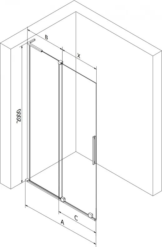 Mexen Velar L, posuvná sprchová zástěna Walk-in 120 x 200 cm, 8mm šedé sklo, zlatá lesklá, 871-120-003-43-50