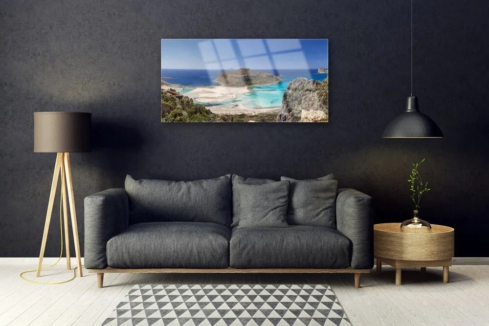 Plexisklo-obraz Ostrov Moře Pláž Hory 100x50 cm