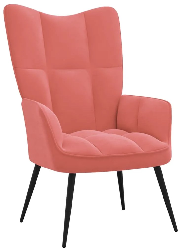 Relaxační křeslo Molde se stoličkou - samet | růžové
