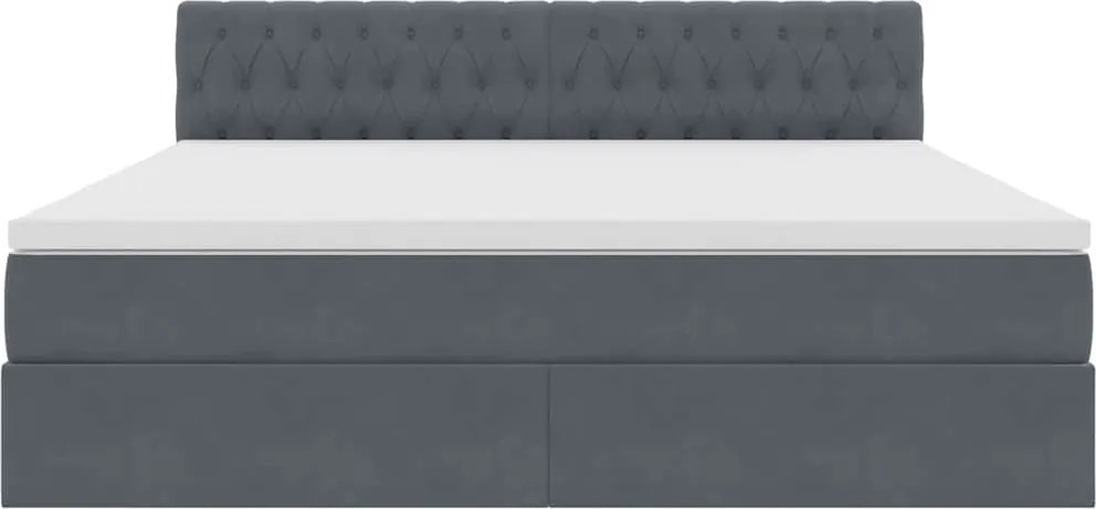 Postel s úložným prostorem s čelo Tmavě šedá 180 x 200 cm samet 3370834