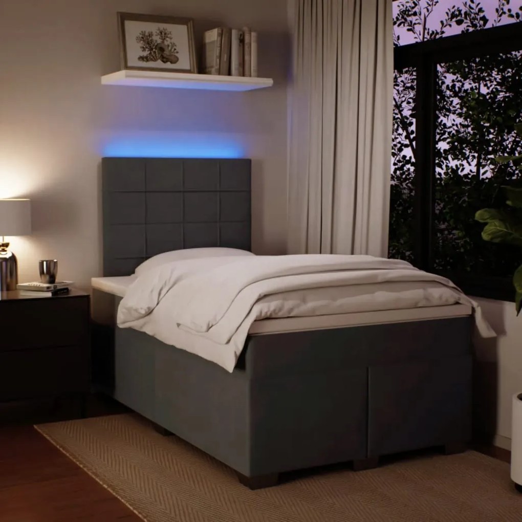 Box spring postel s matrací tmavě šedý 120x190 cm samet 3293159