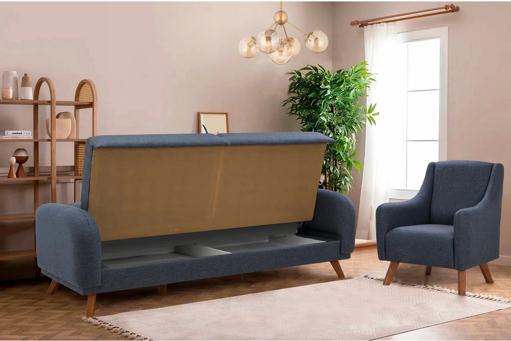 Hanah Home Set křesla a pohovky HERA tmavě modrý 237 cm